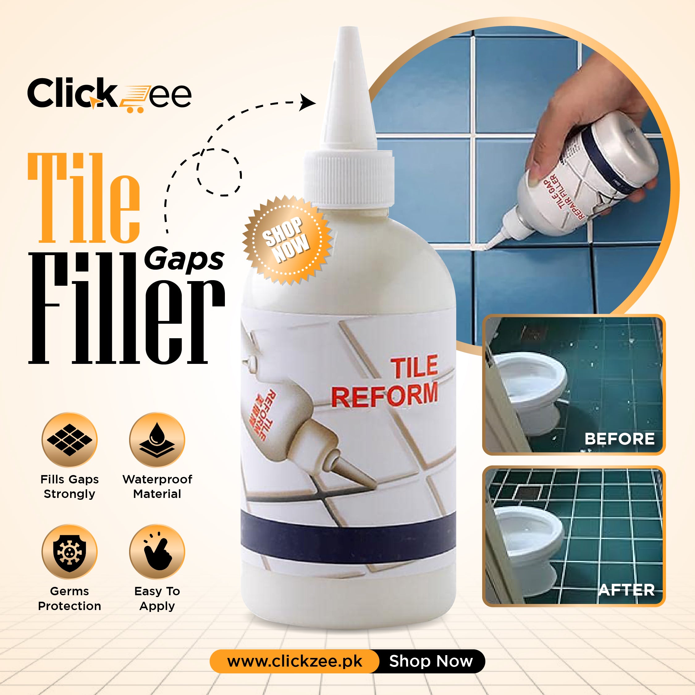 Waterproof Tile Gap Filler – Click Zee